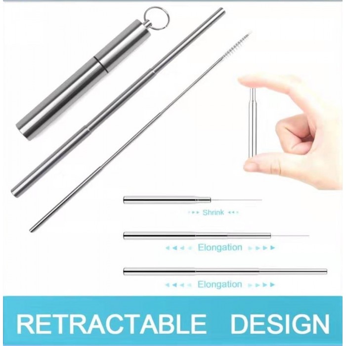 [FLEXIBLE REUSABLE] STAINLESS STEEL STRAW SET METAL DRINKING REUSABLE ...