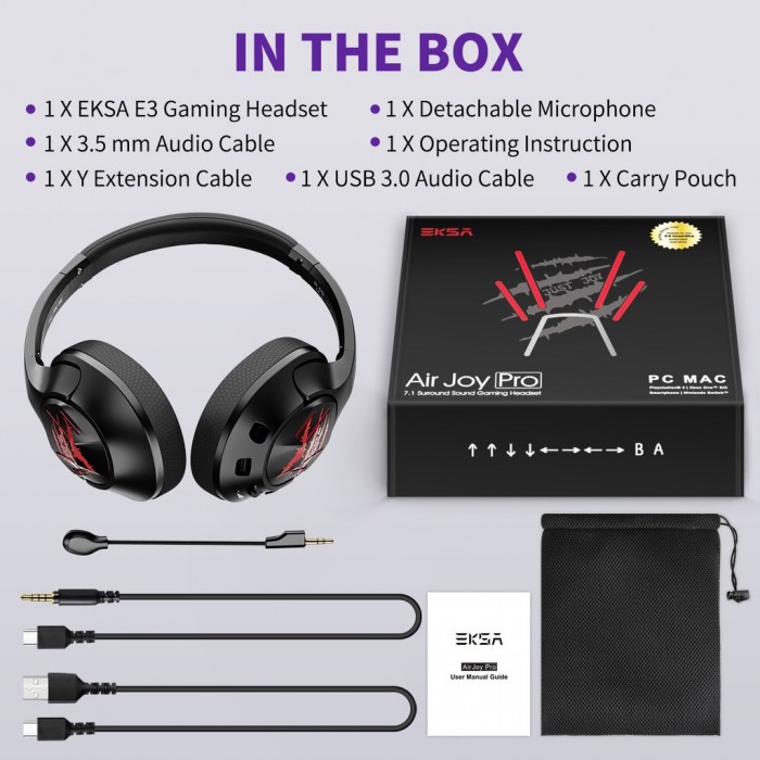 [New] Lightest EKSA E3 Air Joy Pro Gaming Headphones 7.1 Surround Sound ...
