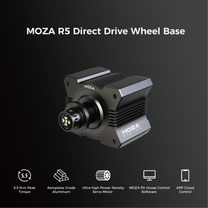 MOZA RACING R5 DIRECT DRIVE DD COMPLETE SET 2/3 PEDALS WITH STEERING WHEEL