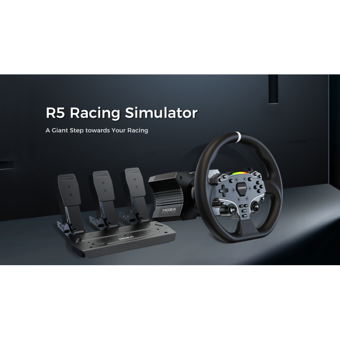 MOZA RACING R5 DIRECT DRIVE DD COMPLETE SET 2/3 PEDALS WITH STEERING WHEEL