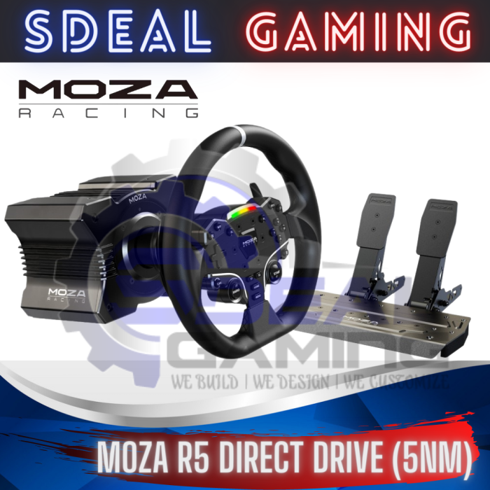 MOZA RACING R5 DIRECT DRIVE DD COMPLETE SET 2/3 PEDALS WITH STEERING WHEEL
