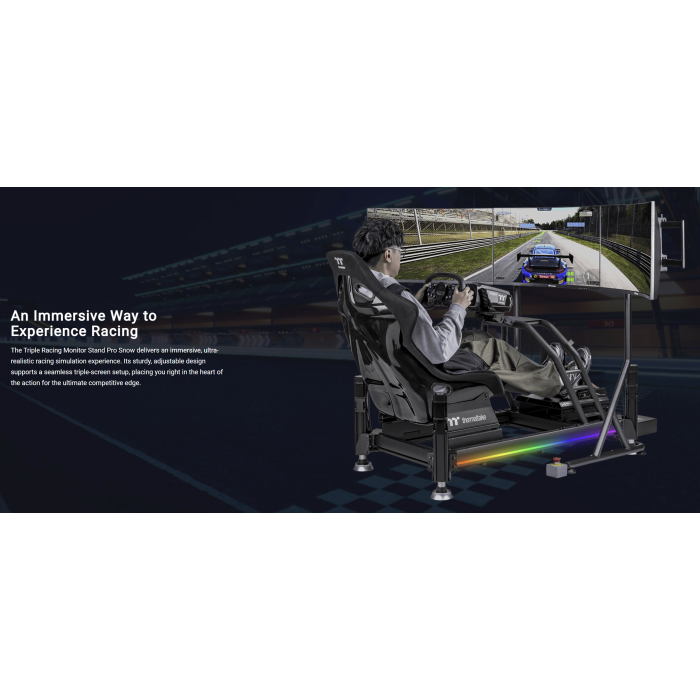 THERMALTAKE PRO TRIPLE MONITOR SIM RACING STAND (SNOW/BLACK)