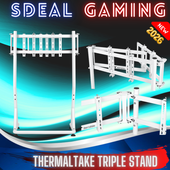 THERMALTAKE PRO TRIPLE MONITOR SIM RACING STAND (SNOW/BLACK)
