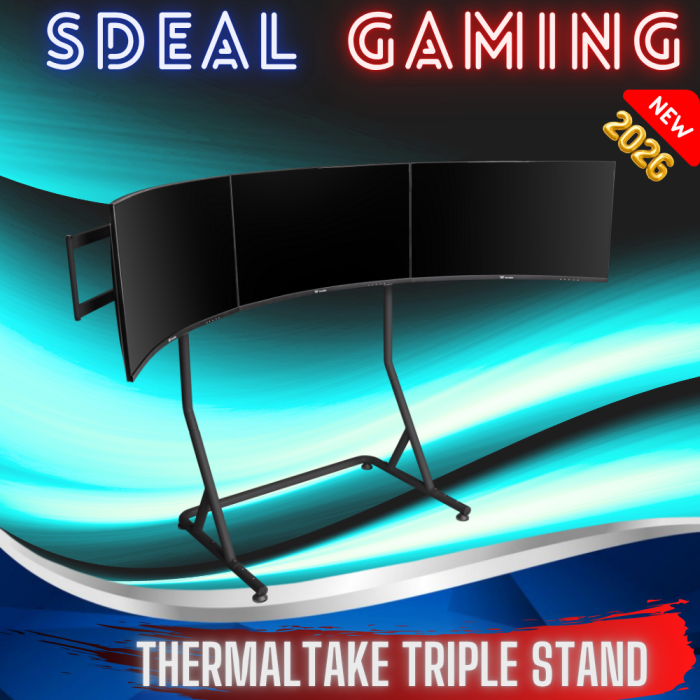 THERMALTAKE PRO TRIPLE MONITOR SIM RACING STAND (SNOW/BLACK)