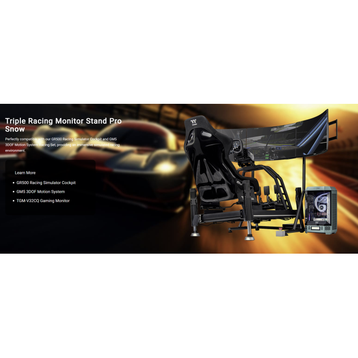 THERMALTAKE PRO TRIPLE MONITOR SIM RACING STAND (SNOW/BLACK)